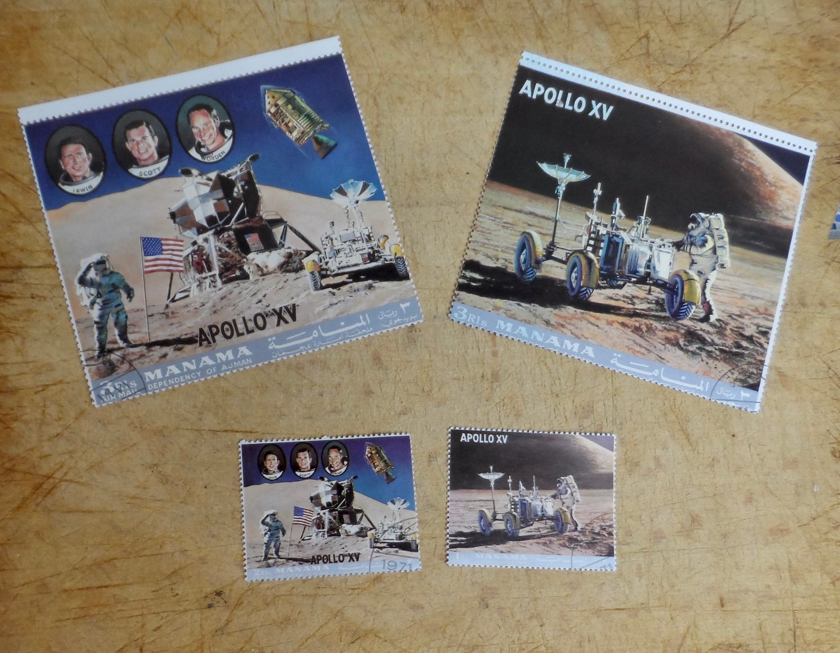 Apollo 15 Spaceflight 1971 Stamps From Manama. Original NASA Apollo ...