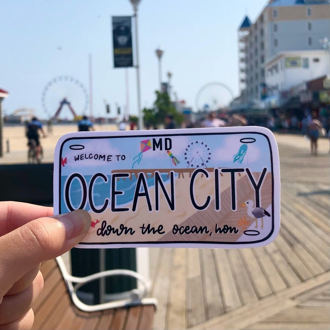 Ocean City Maryland License Plate Sticker, Waterproof Sticker, Eastern ...