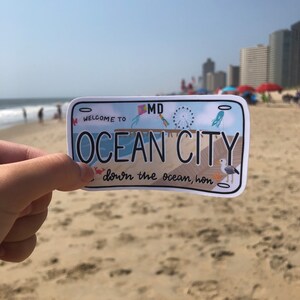 Ocean City Maryland License Plate Sticker, Waterproof Sticker, Eastern ...