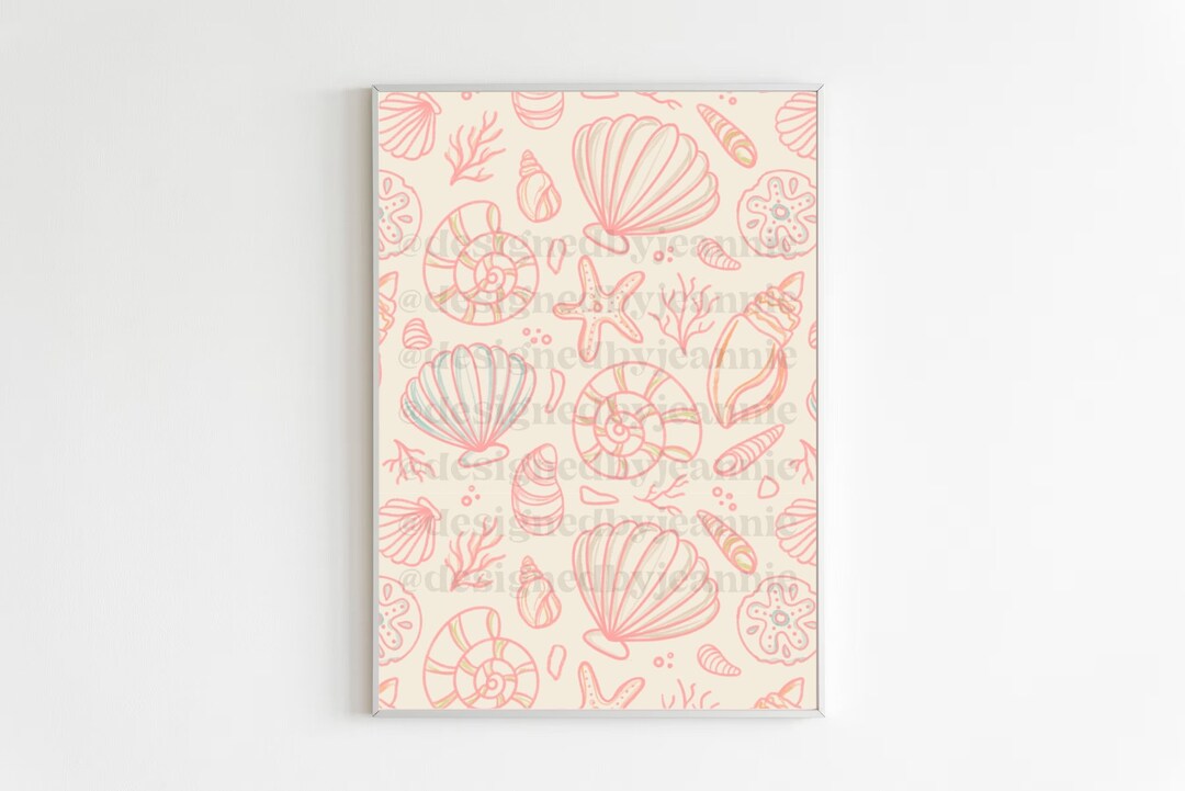 Seashell Poster, DIGITAL DOWNLOAD, Beach, Ocean, Girly, Cute Summer ...