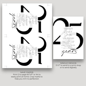 Printable 25th Anniversary Invitation With Photo Reverse, 25th Wedding ...