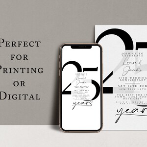 Printable 25th Anniversary Invitation With Photo Reverse, 25th Wedding ...