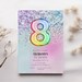 Editable Rainbow 8th Birthday Invitation Pastel Glitter Birthday Party ...