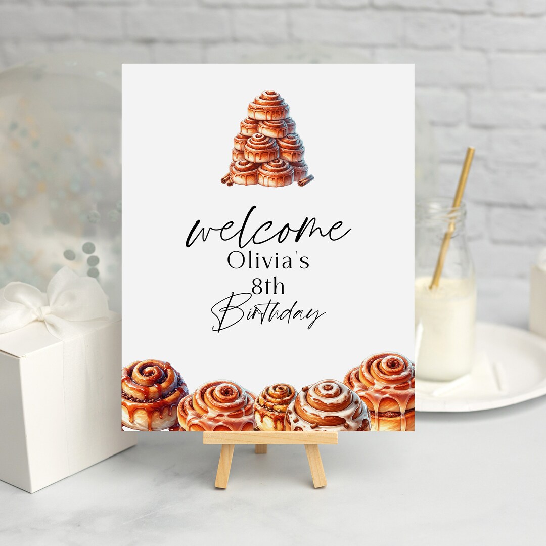 Welcome Sign Birthday Cinnamon Bun Party Birthday Sign, Cinnamon Sign ...