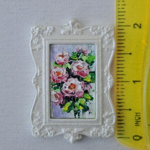 Pink Roses Miniature Painting: Framed Dollhouse Art (1.5"x2") - Etsy