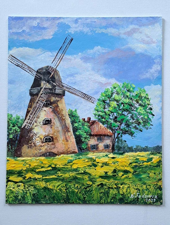 Old Dutch Windmill Painting