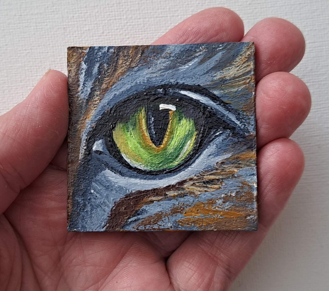 Cat Eye Painting Original Art Cat Art Doll House Art Dollhouse Decor ...