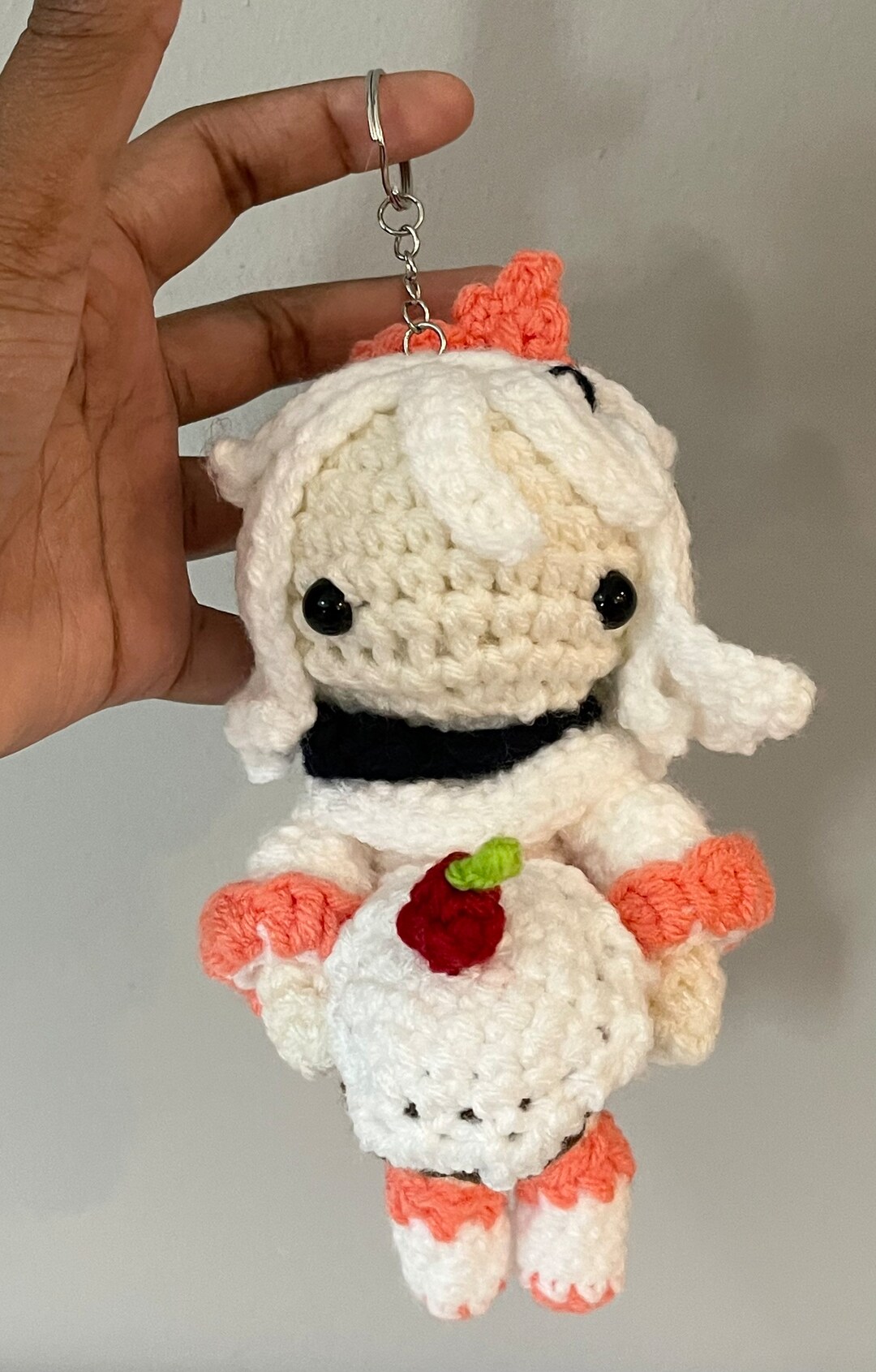 Crochet Paimon With a Cake Keychain Genshin Impact Amigurumi - Etsy