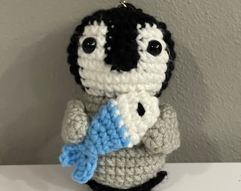 Amigurumi Crochet Penguin Keychain Handmade Cute Bag Accessory Gift ...
