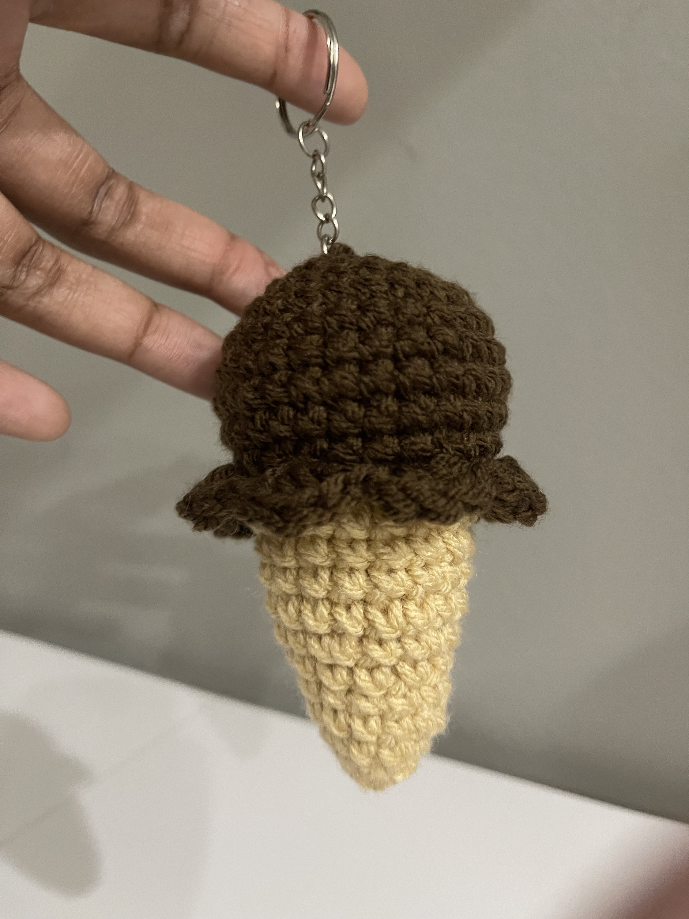 Crochet Ice Cream Cone Keychain - Crochet Dessert, Mini Ice Cream ...