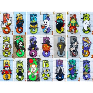 Halloween Boo Signs Laser Cut Hand Painted Decoration wide Eyed Kitty ...