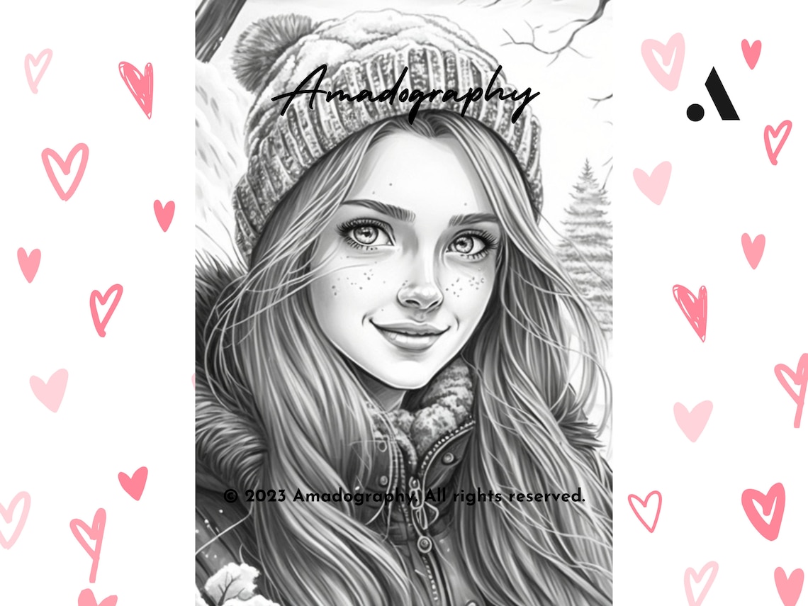 Christmas Winter Cute Girl Coloring Page Printable Adult - Etsy