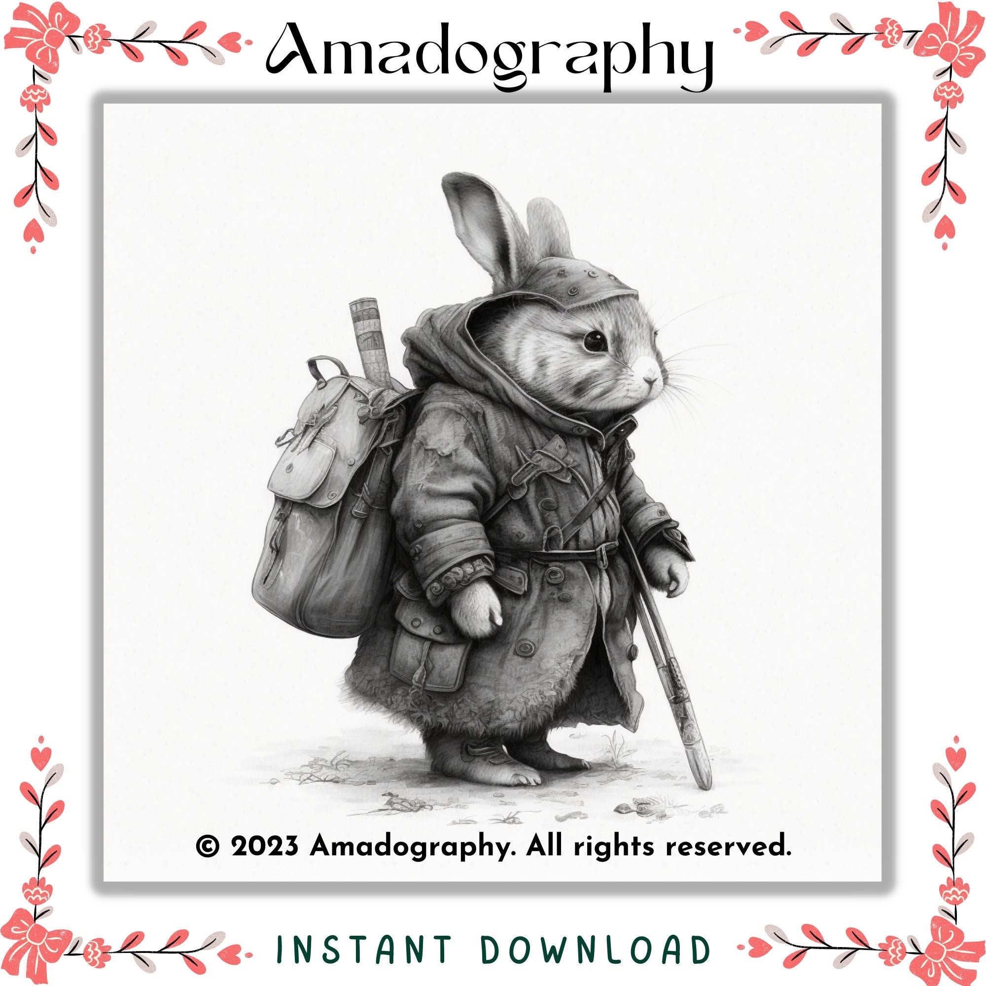 Easter Bunny Grayscale Coloring Page • Spring Printable (PDF) - Etsy