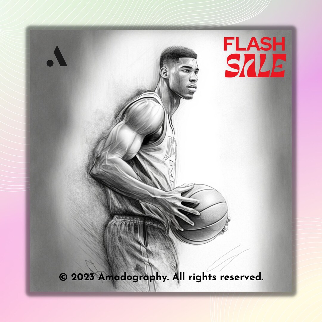 Realistic Basketball Player Wall Art Coloring Page Printable Adult ...