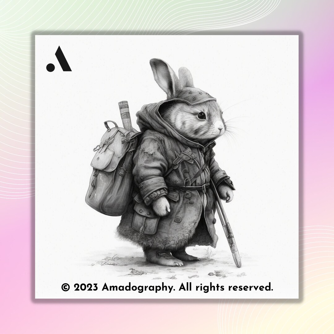 Easter Bunny Grayscale Wall Art Spring • Coloring Page • Printable ...