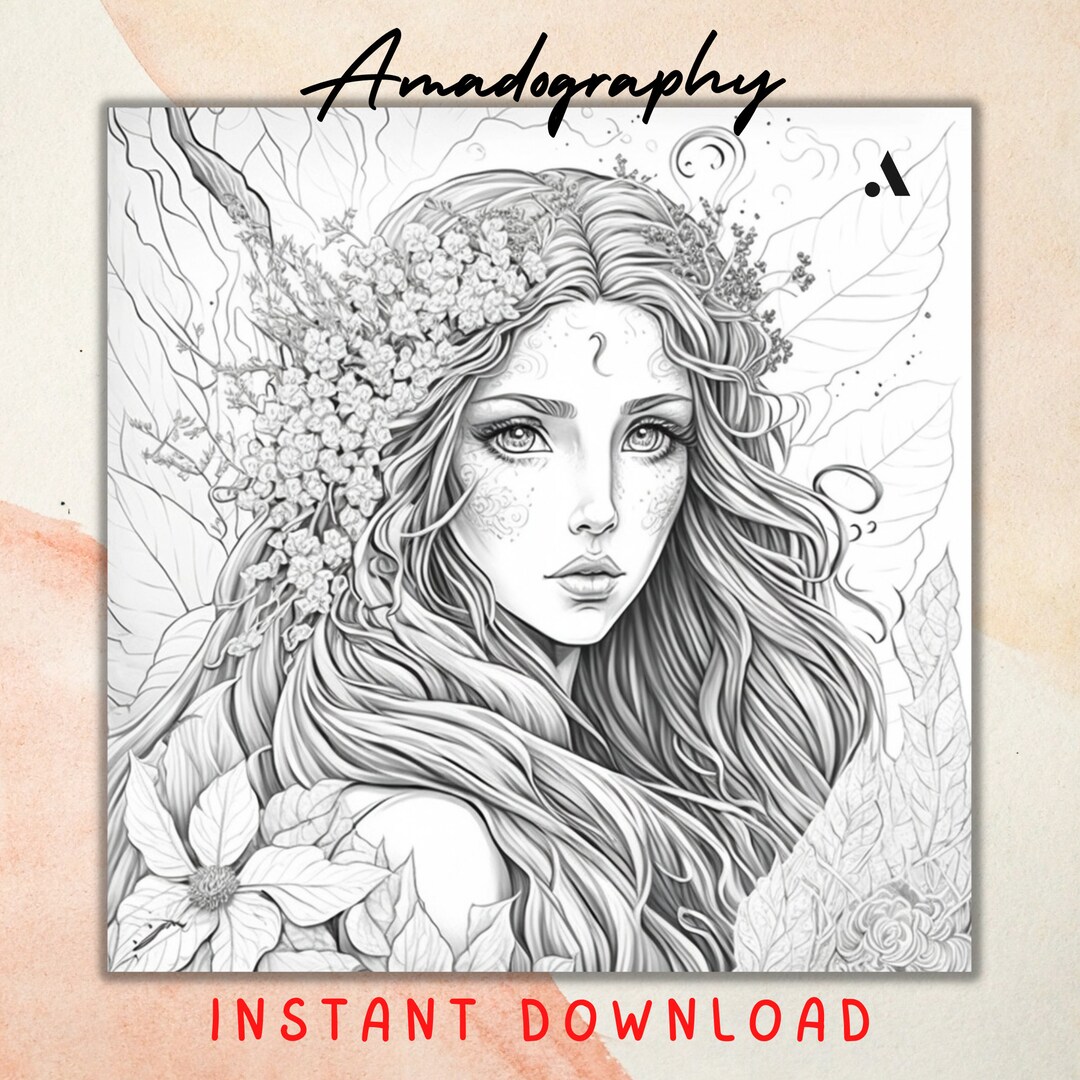 Beautiful Girl • Coloring Page • Printable Adult Coloring Pages Book ...