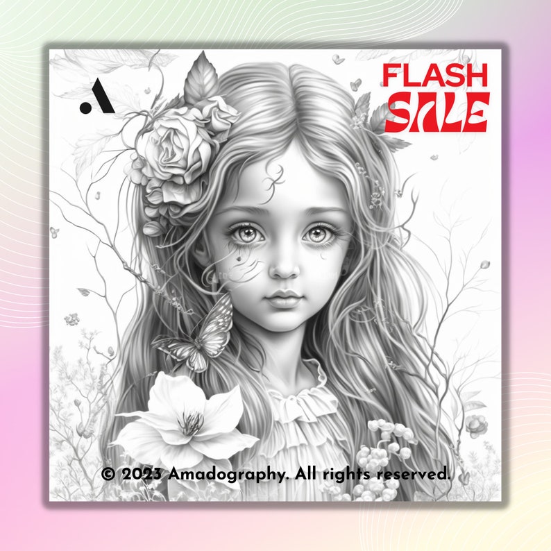 Beautiful Flowers Princess Wall Art Coloring Page - Etsy