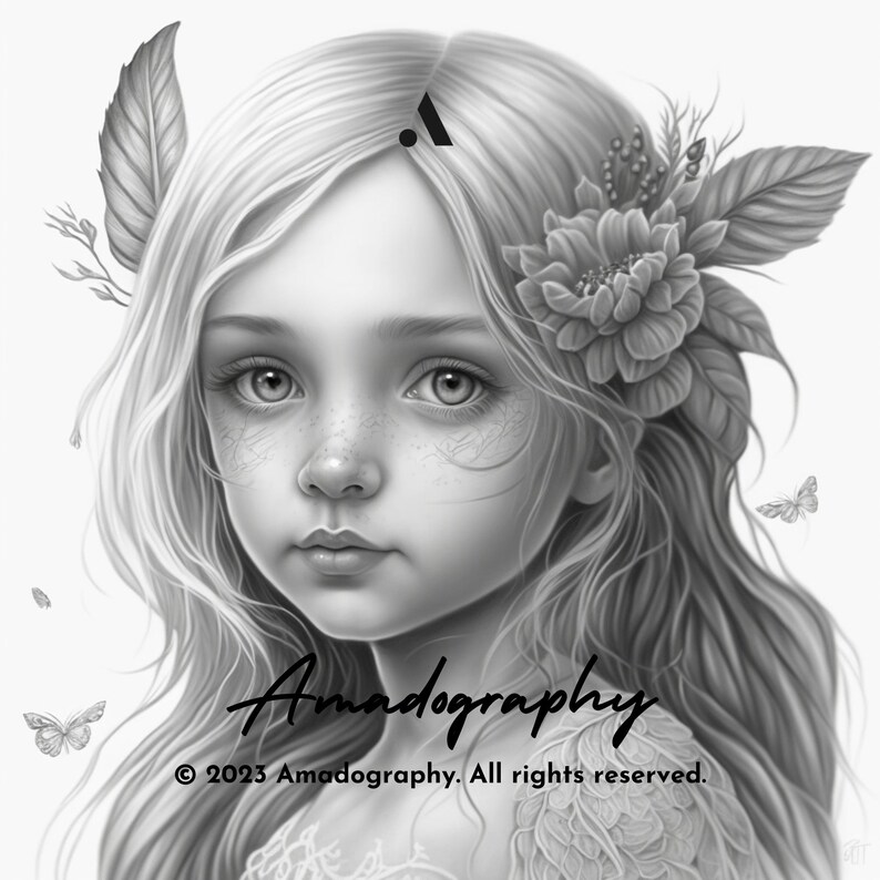 Grayscale Realistic Girls Wall Art Coloring Page Printable - Etsy