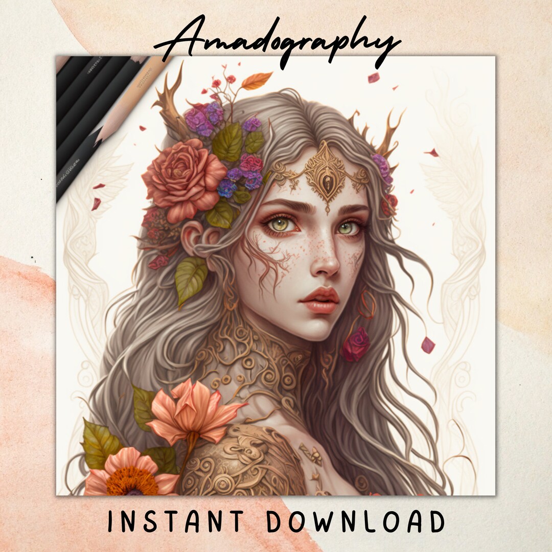 BUNDLE 20 Printable Digital Adult Coloring Pages • Grayscale Fantasy ...