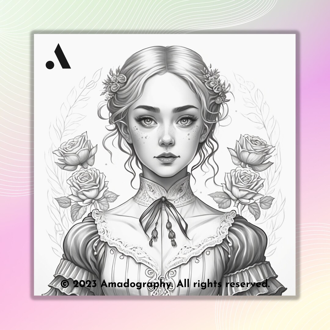 Spring Coloring Pages Cute Flowers Princess • Printable Adult Coloring ...