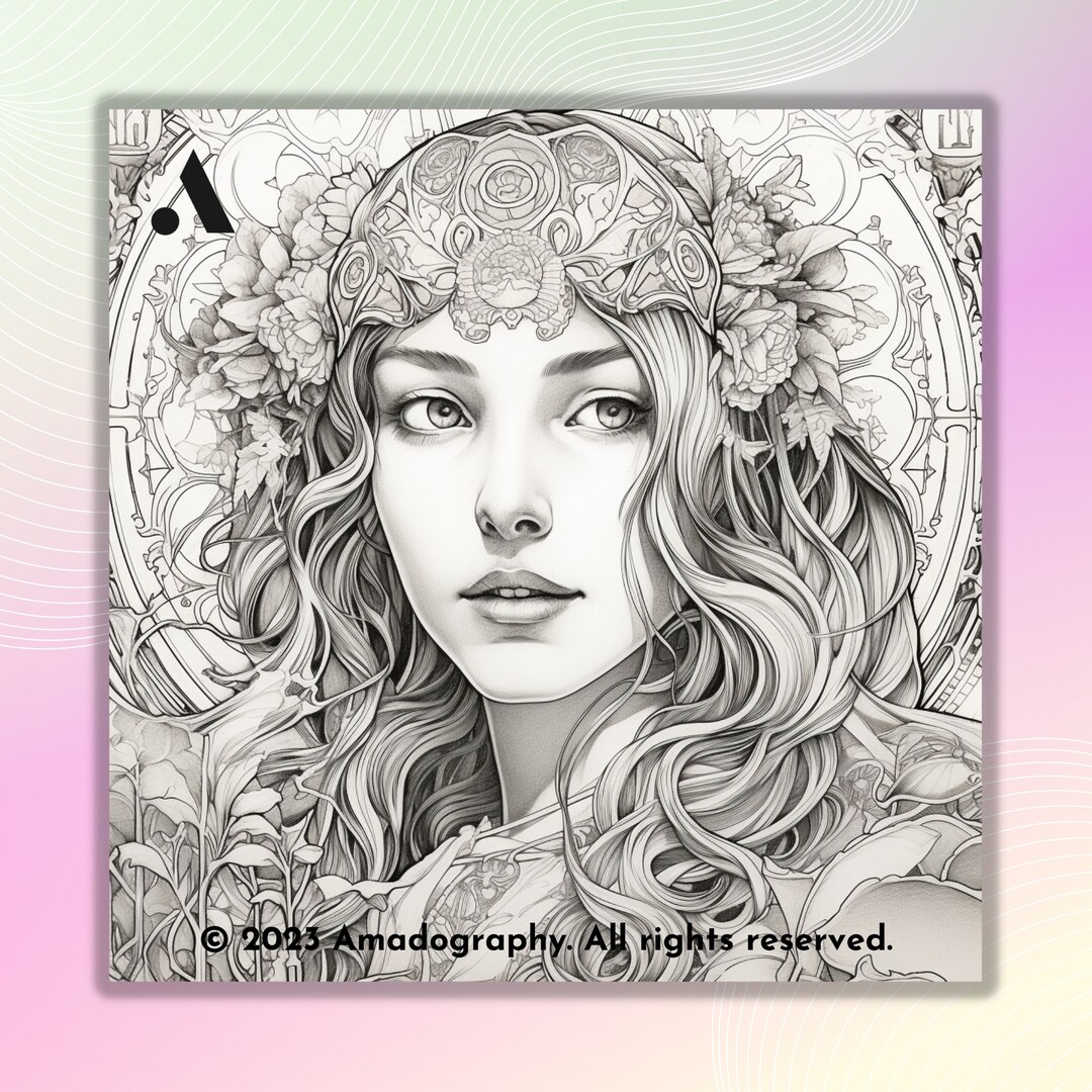 Spring Beautiful Queen Coloring Page Printable Adult Coloring Pages Book Download Light Dark