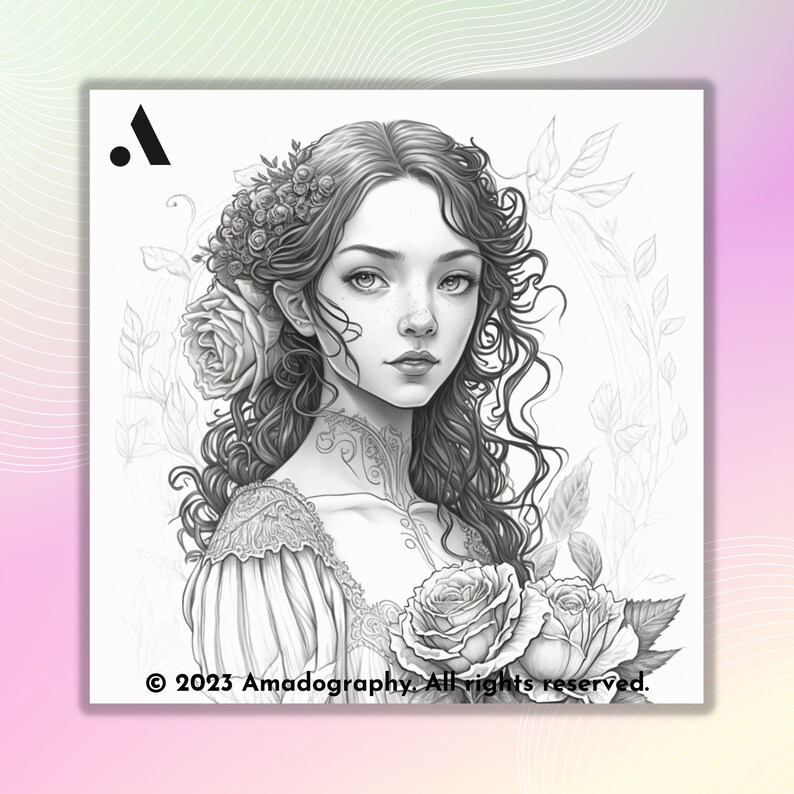 Bloom Spring Coloring Pages Cute Roses Wall Art Printable - Etsy