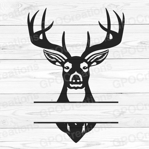 Buck Head Deer Hunting Monogram Split SVG File Cutting - Etsy