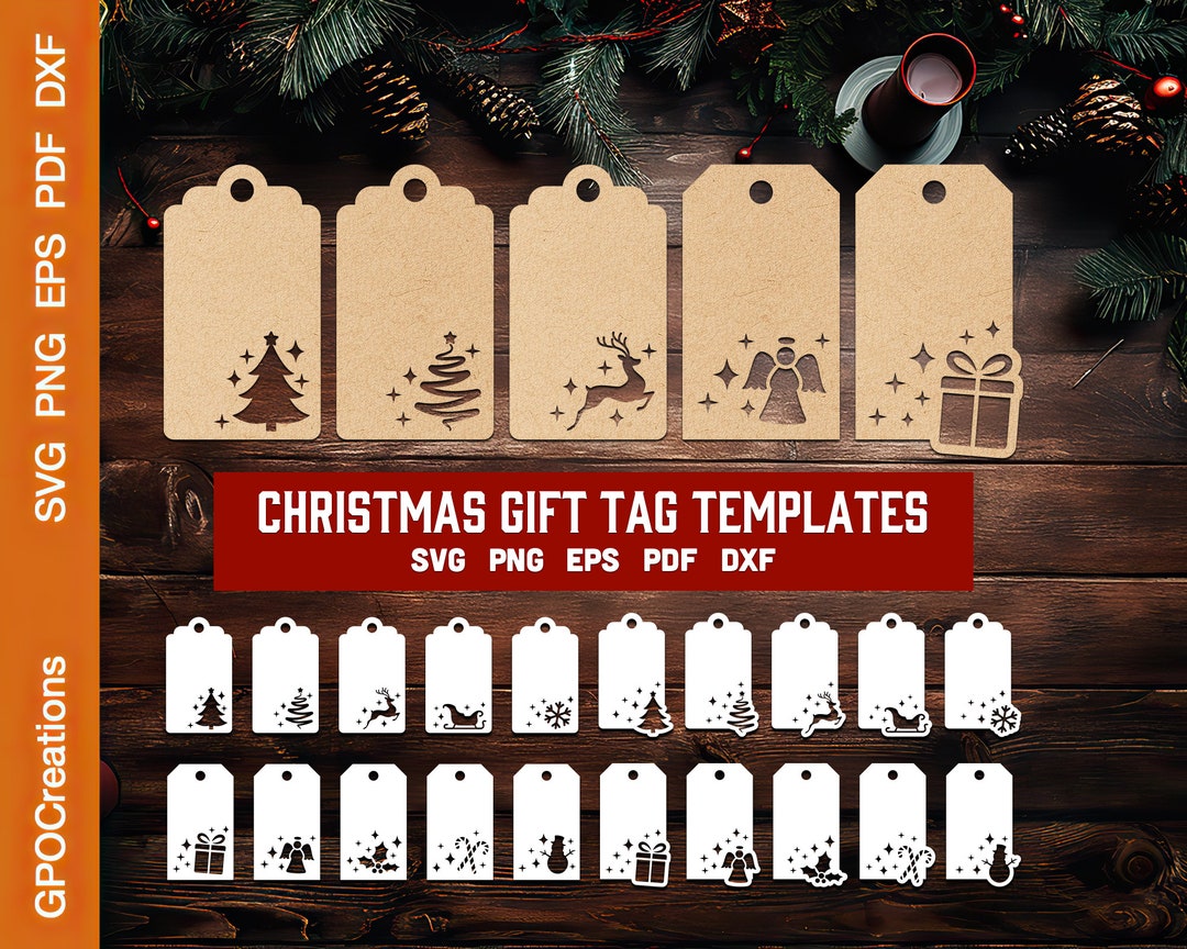 Christmas Gift Tag Templates SVG Bundle, Gift Tag SVG, Label SVG ...
