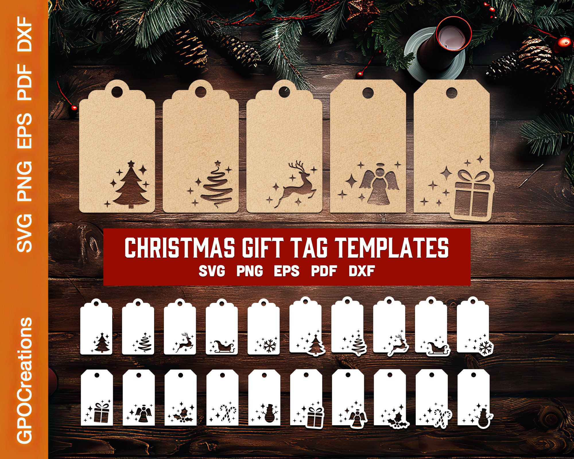 Christmas Gift Tag Templates SVG Bundle, Gift Tag SVG, Label SVG ...