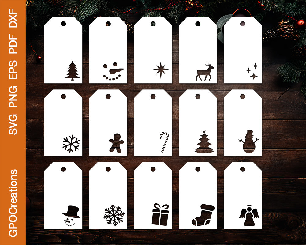 Christmas Gift Tag Templates SVG Bundle, Gift Tag SVG, Label SVG ...