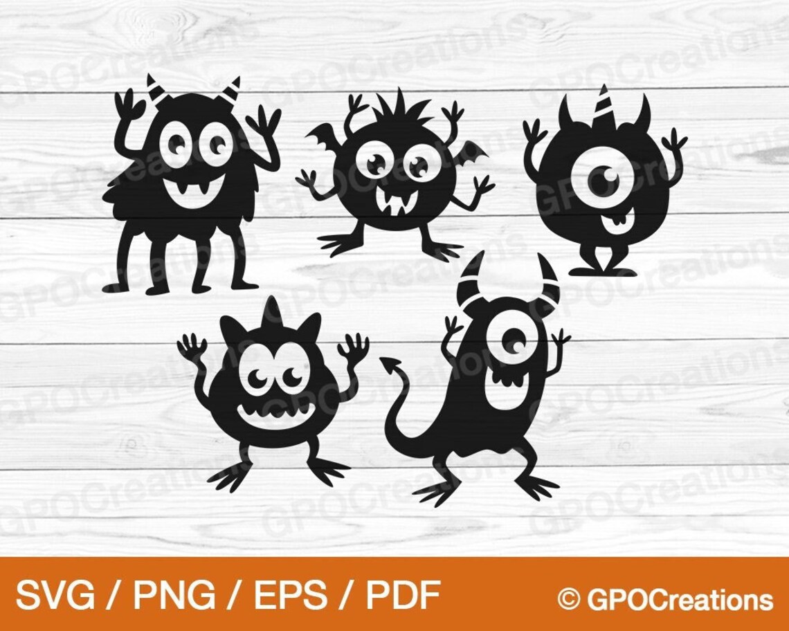 Cute Monsters SVG Kids Halloween SVG Cute Monsters Clipart - Etsy