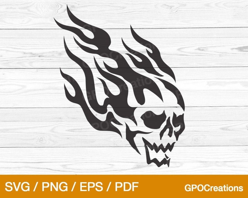 Flaming Skull SVG Flaming Skull Cut File Halloween Flaming - Etsy UK