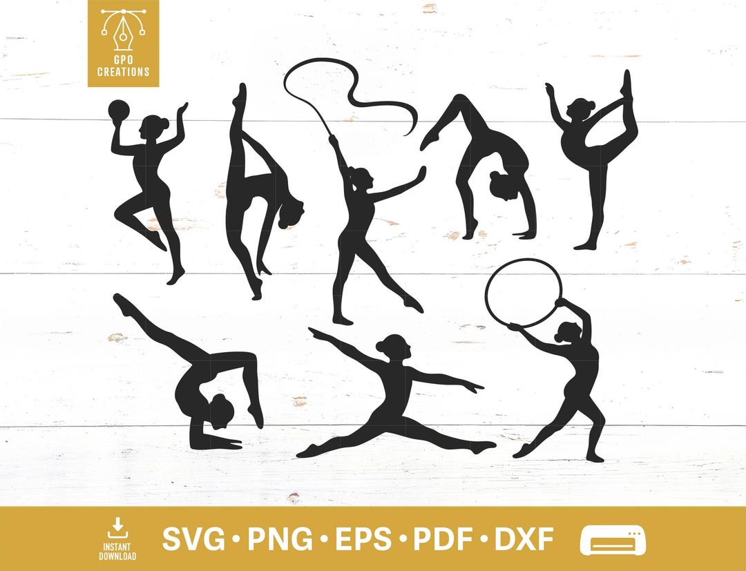 Gymnastics SVG Bundle, Gymnast SVG Cut Files, Gymnastics Silhouette ...