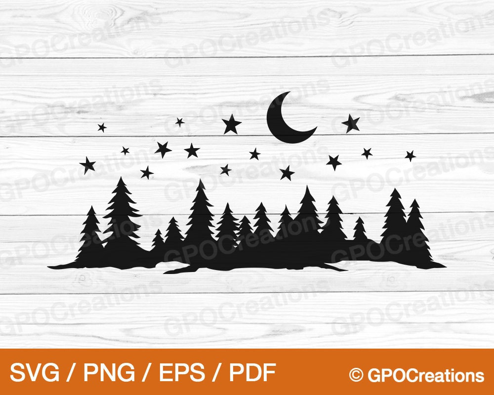 Forest SVG Stars SVG Tree Forest SVG Pine Tree Forest Svg - Etsy