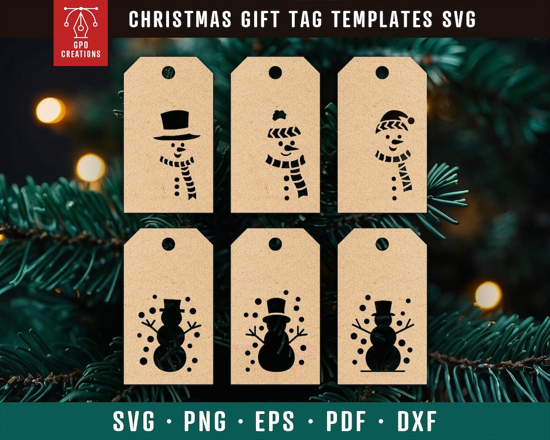 Christmas Gift Tag Templates SVG Bundle, Snowman SVG, Label SVG, Gift ...