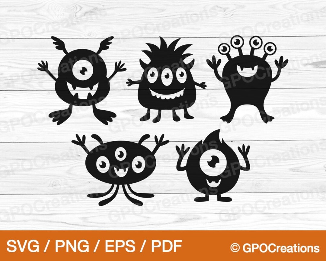 Cute Monsters SVG Kids Halloween SVG Cute Monsters Cut File - Etsy