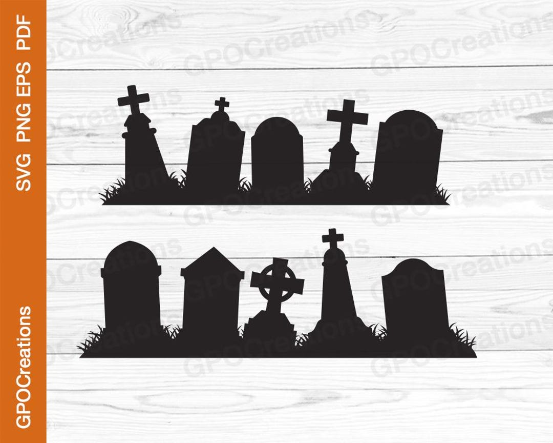 Tombstones SVG, Graveyard SVG, Halloween Graveyard, Tombstones Cut File ...