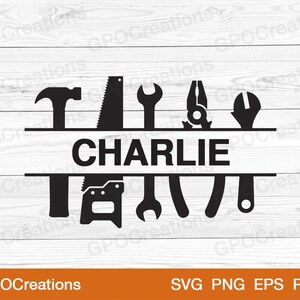 Tools Monogram SVG, Tools Split Frame SVG, Mechanic Tools SVG, Dad ...