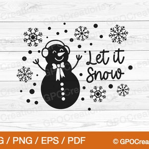 Let It Snow SVG Snowman SVG Merry Christmas SVG Snowman - Etsy