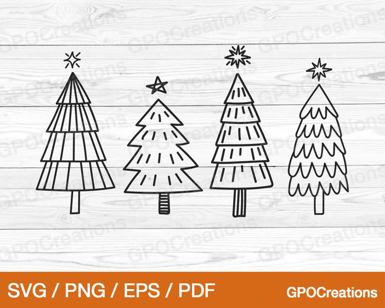 Christmas Tree Doodles SVG Merry Christmas SVG Christmas - Etsy