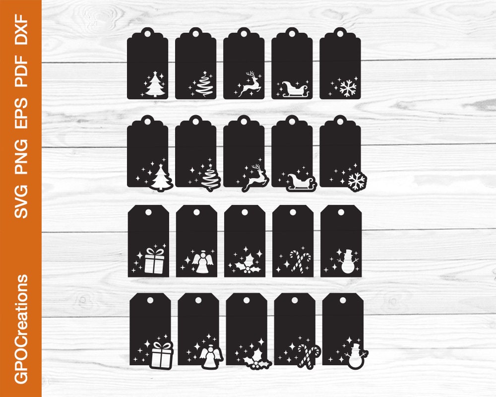 Christmas Gift Tag Templates SVG Bundle, Gift Tag SVG, Label SVG ...