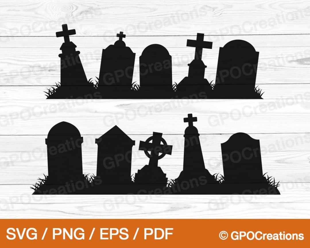 Tombstones SVG Graveyard SVG Halloween Graveyard Tombstones - Etsy