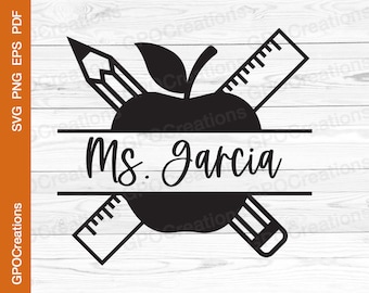 Teacher Split Monogram SVG, Teacher SVG, Back to School Svg, School Svg ...