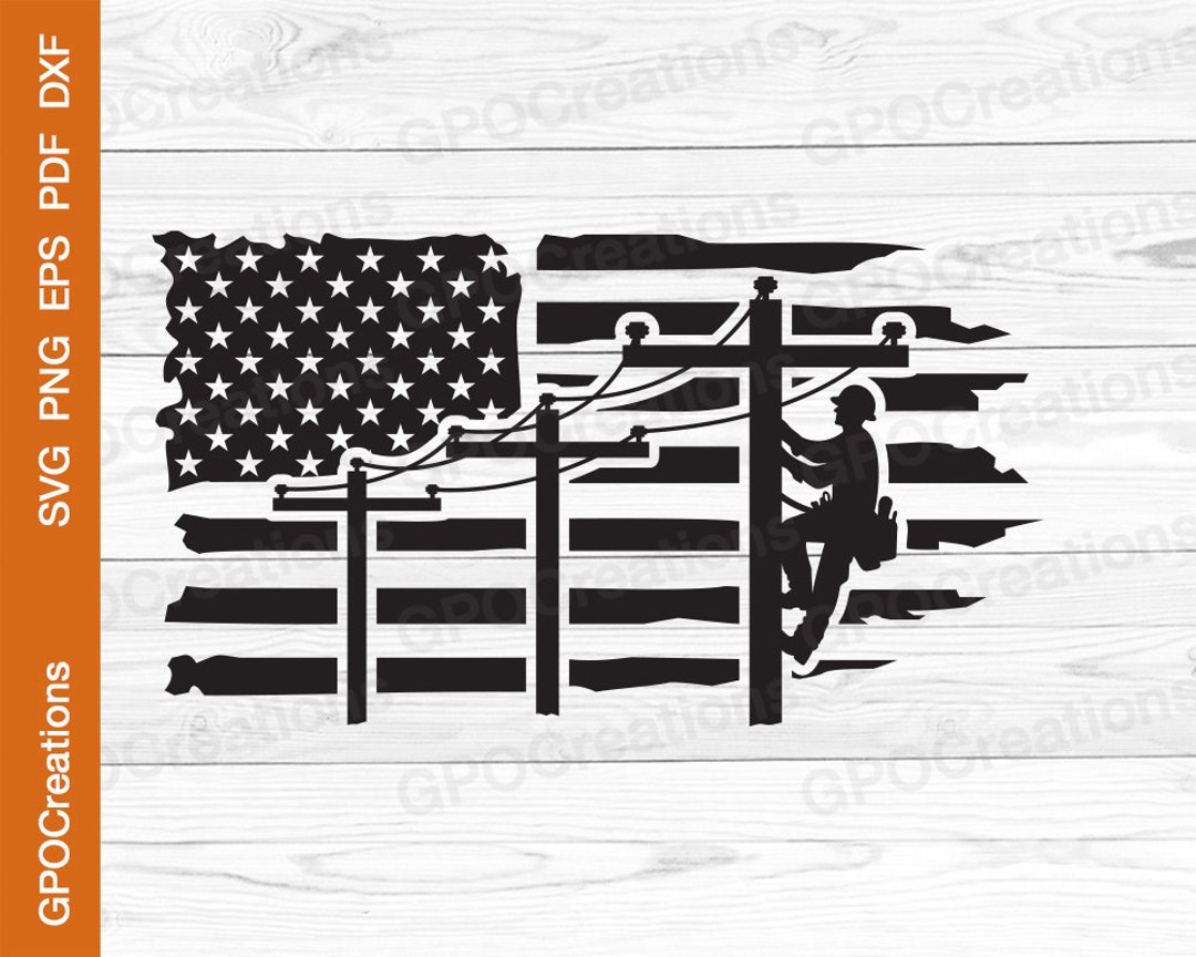 Lineman SVG, American Flag SVG, Lineman Silhouette, Electrician SVG ...