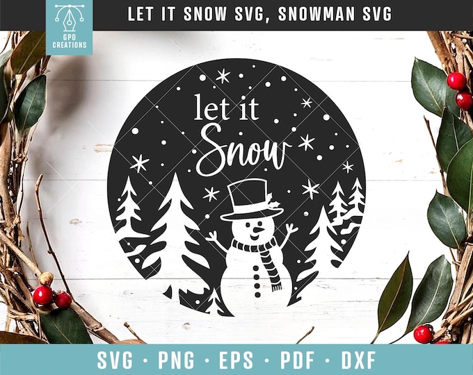 Let It Snow Vertical SVG | Snowman Christmas Design - Etsy Canada