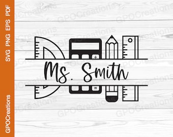 Teacher SVG, Teacher Split Monogram SVG, School Supplies SVG, Back to ...