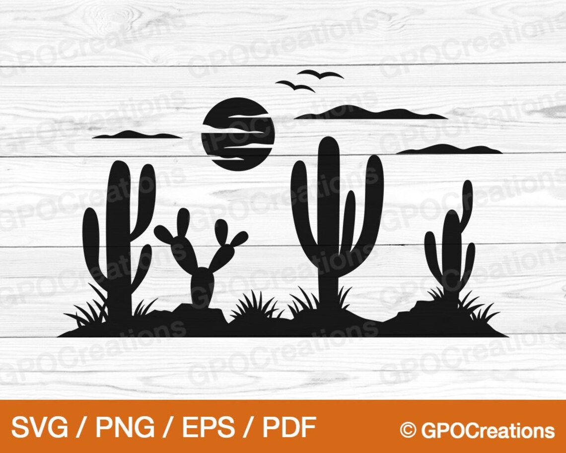 Desert Scene SVG Desert Landscape SVG Cactus SVG Desert - Etsy