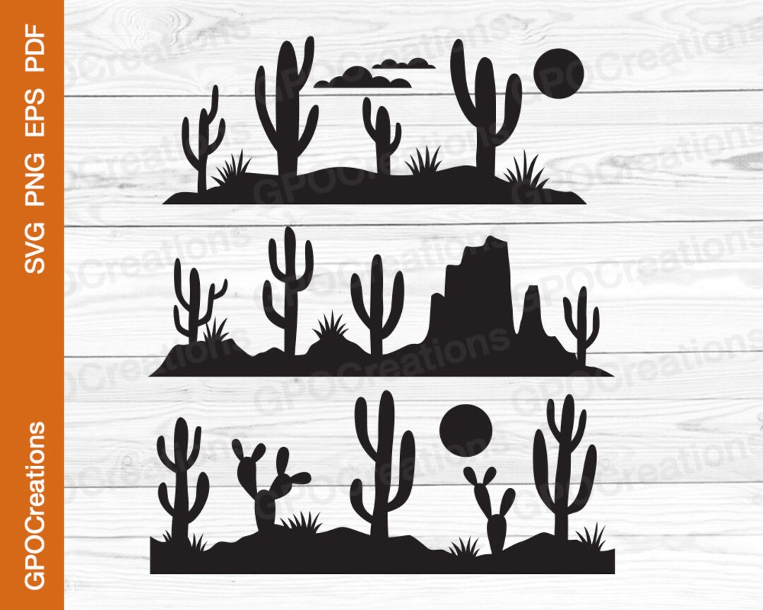 Desert Scene SVG, Cactus SVG, Desert Landscape SVG, Desert Svg, Desert ...