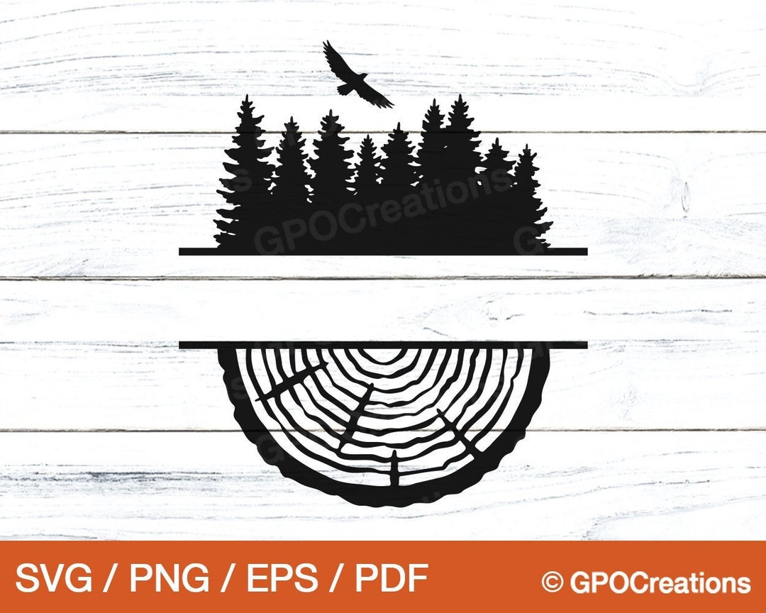 Tree Trunk Slice Monogram SVG, Pine Trees SVG, Tree Rings SVG ...