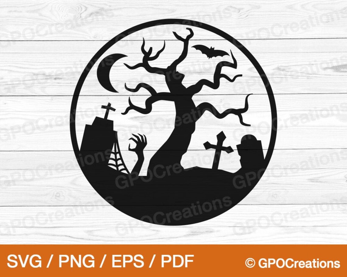 Halloween Graveyard SVG Spooky Graveyard Cemetery Png Clipart - Etsy